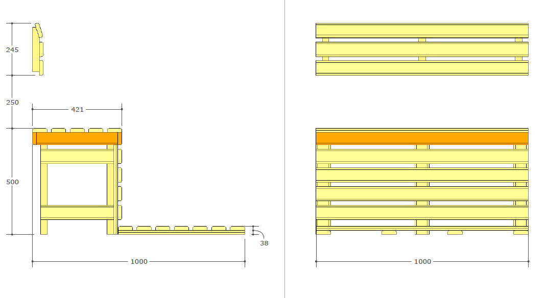 sauna bench dimensions